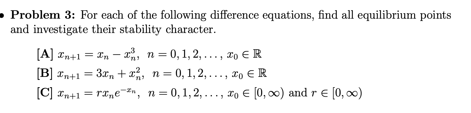 Solved • Problem 3: For each of the following difference | Chegg.com