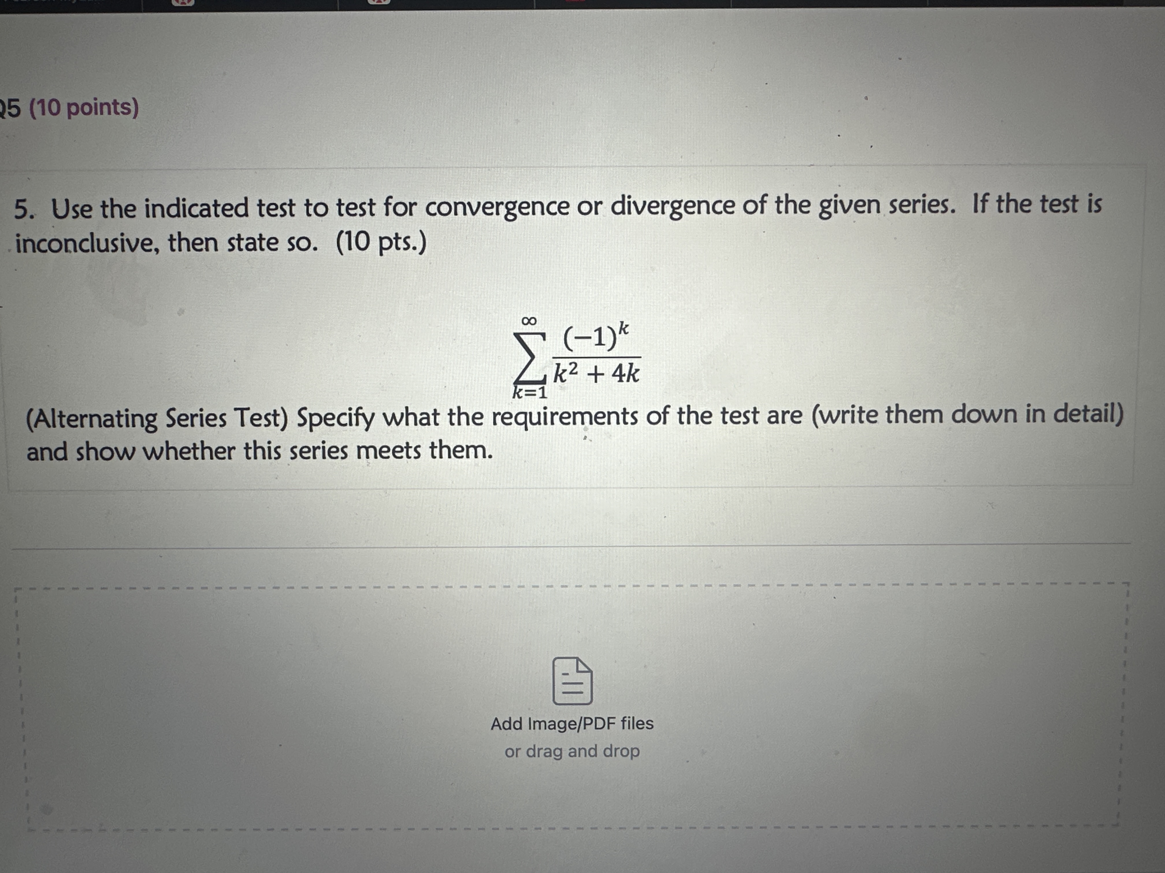 Solved Use the indicated test to test for convergence or | Chegg.com