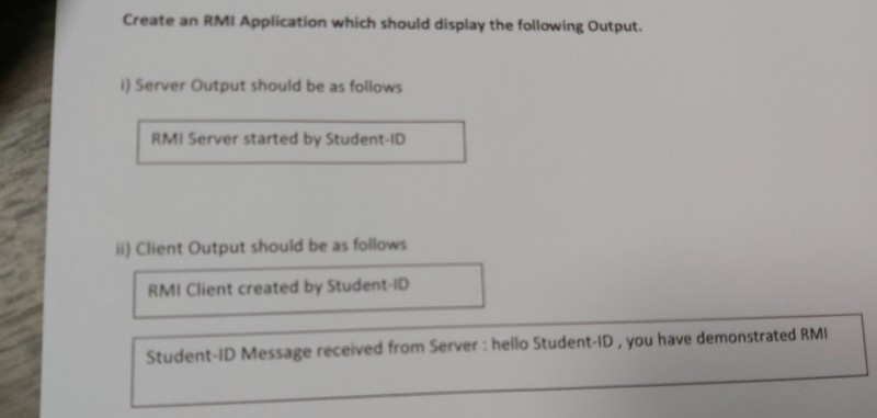 Create an RMI Application which should display the | Chegg.com