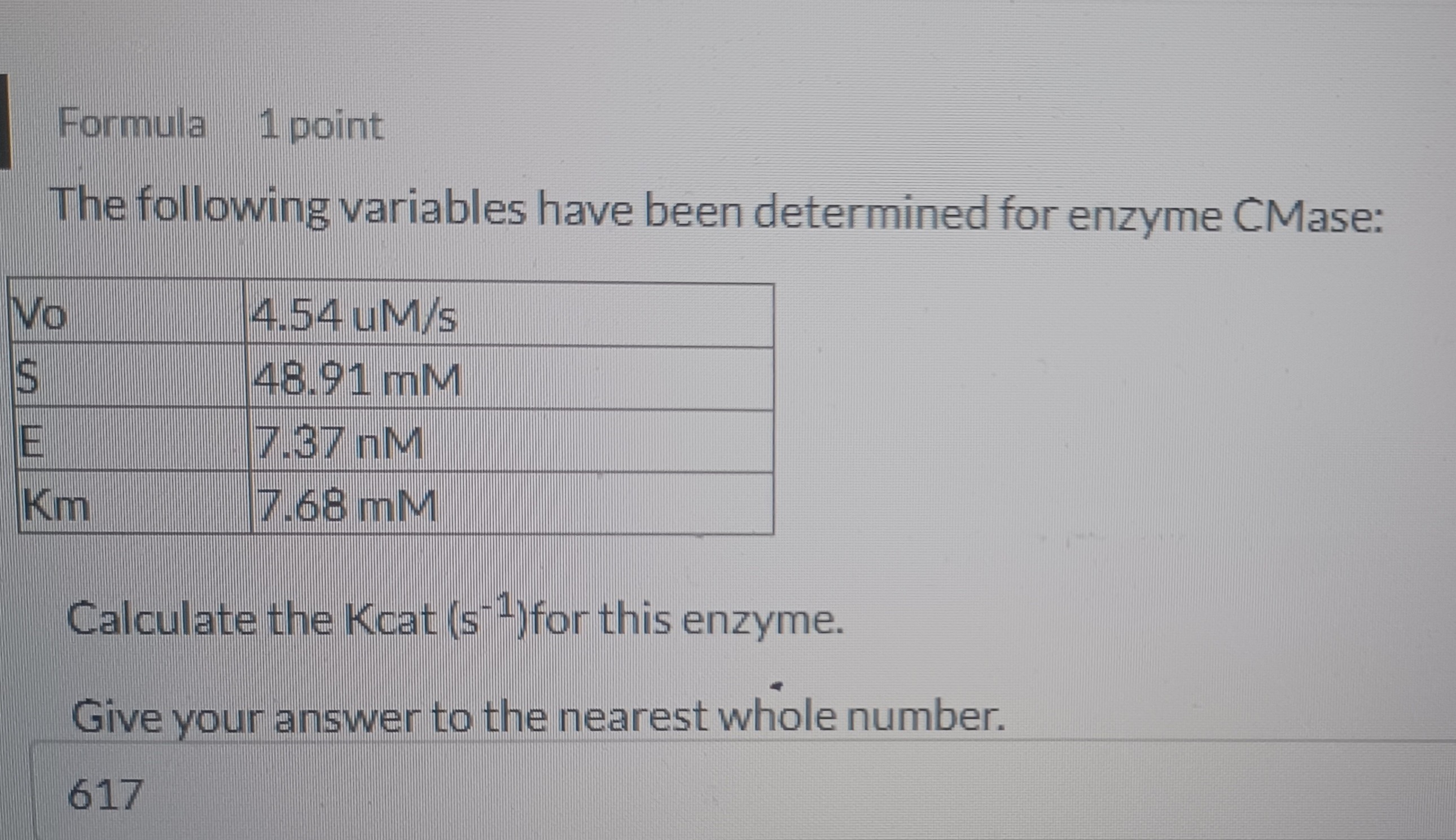 Solved Formula 1 ﻿point The following variables have been | Chegg.com
