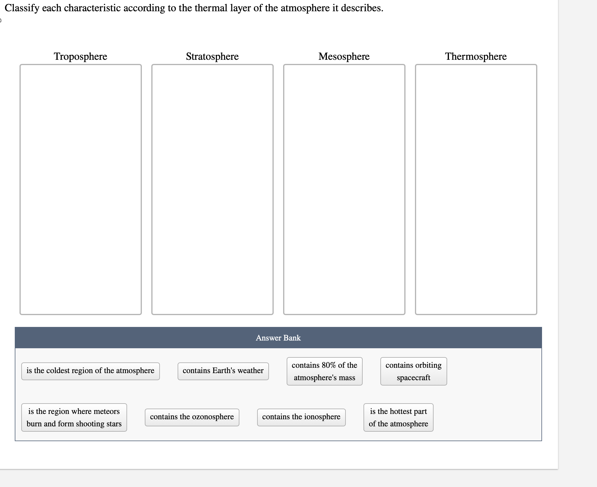 Solved Classify each characteristic according to the thermal | Chegg.com