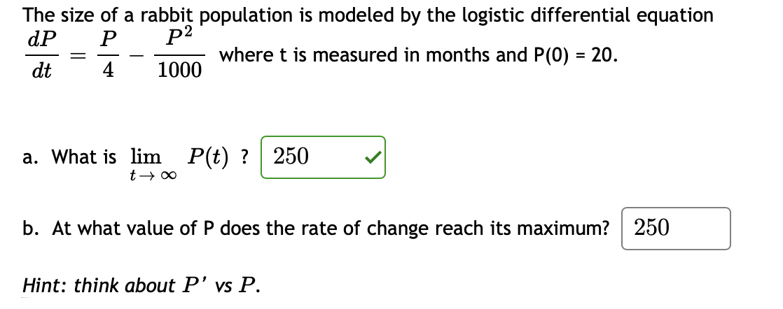 Solved The size of a rabbit population is modeled by the | Chegg.com