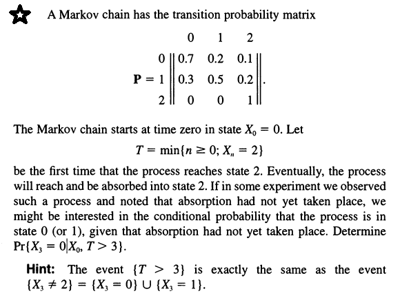 Solved * A Markov chain has the transition probability | Chegg.com