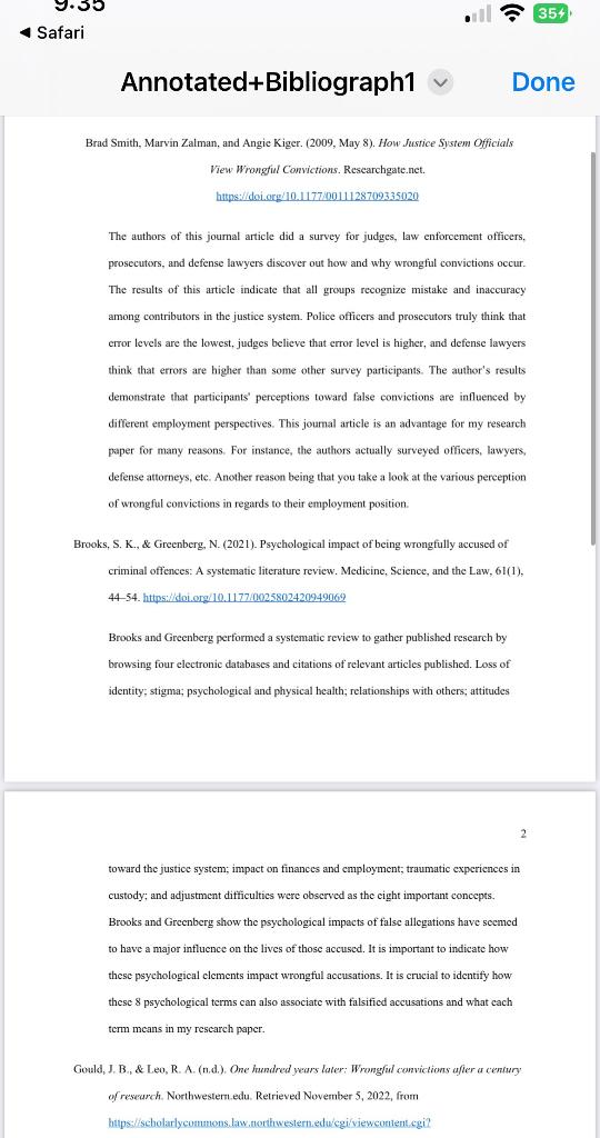 This is my annotated bibliography of some sources I | Chegg.com