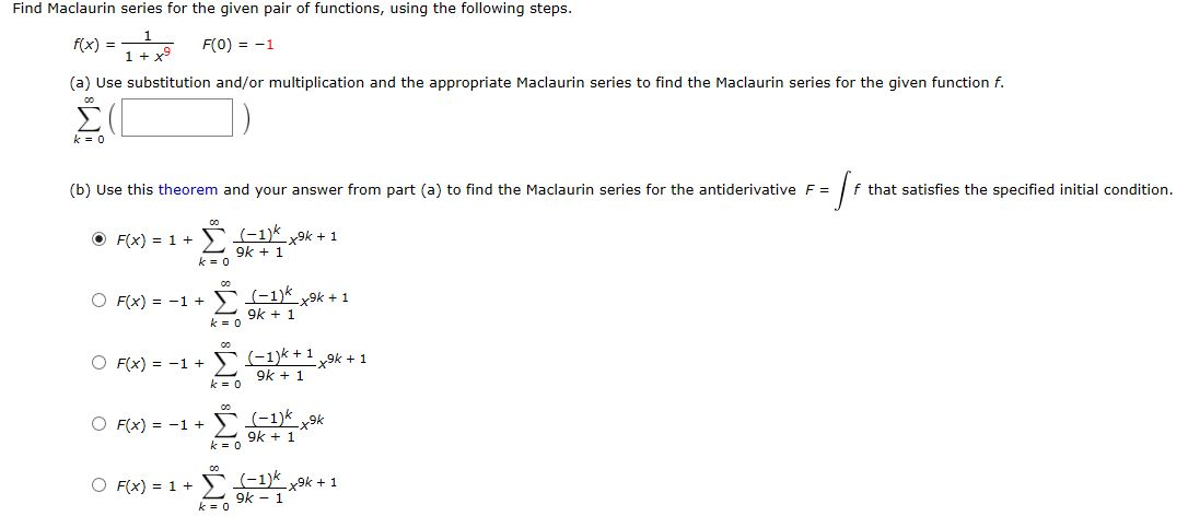 Find Maclaurin series for the given pair of | Chegg.com