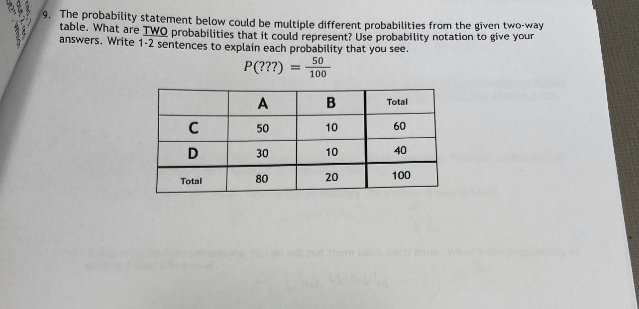Solved 9. The probability statement below could be multiple | Chegg.com