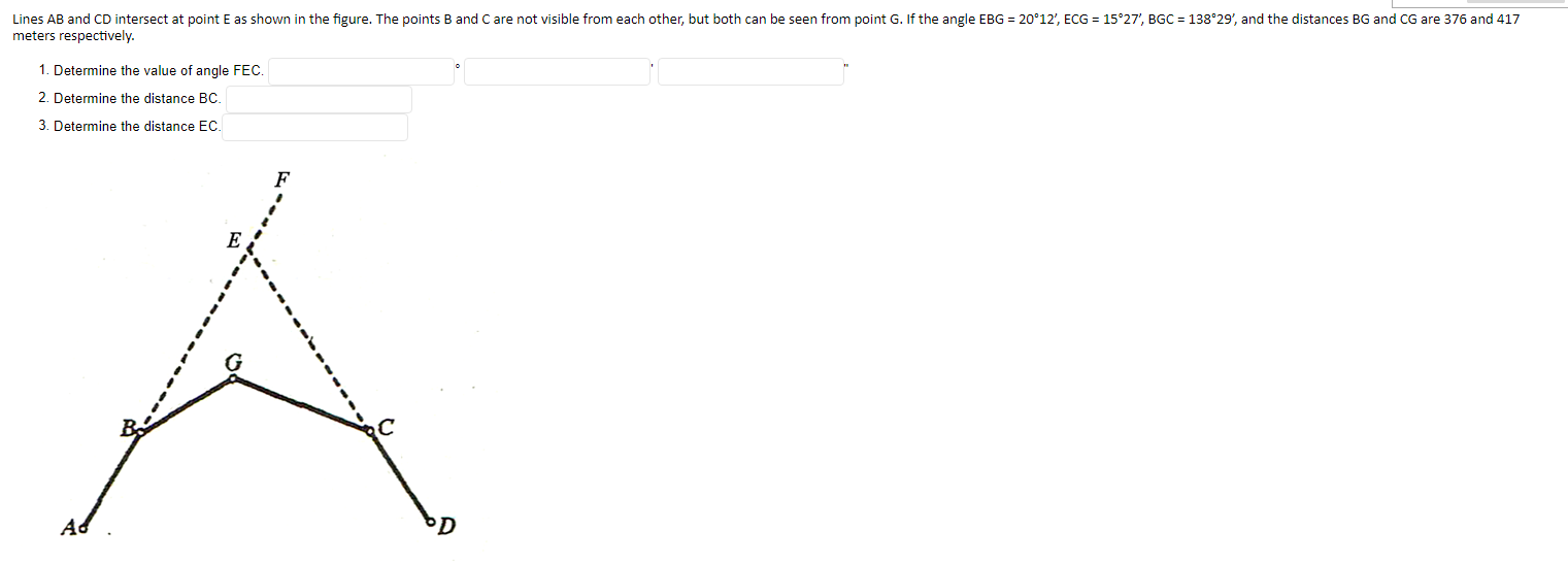 Solved Lines AB and CD intersect at point E as shown in the | Chegg.com