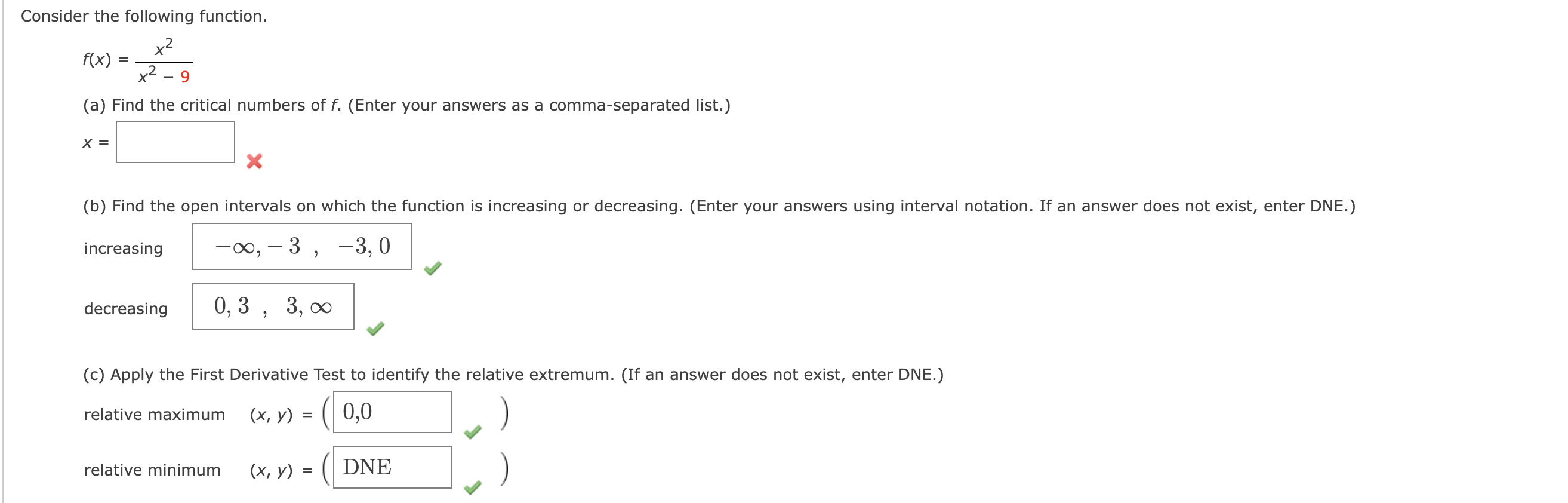 Solved Consider the following function. f(x)=x2−9x2 (a) Find | Chegg.com