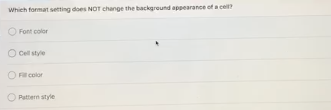 Solved Which format setting does NOT change the background | Chegg.com