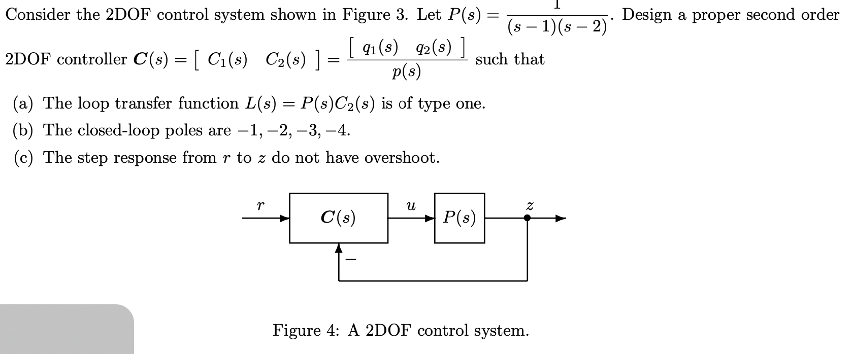 Design a proper second order Consider the 2DOF | Chegg.com