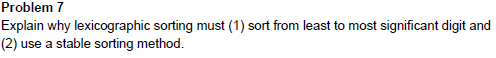 Solved Problem 7 Explain why lexicographic sorting must (1) | Chegg.com