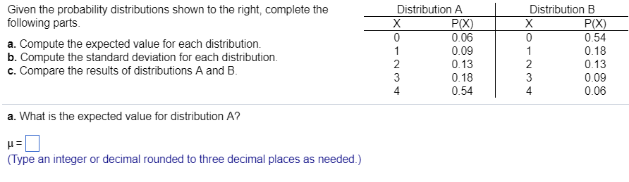 Solved Given the probability distributions shown to the | Chegg.com