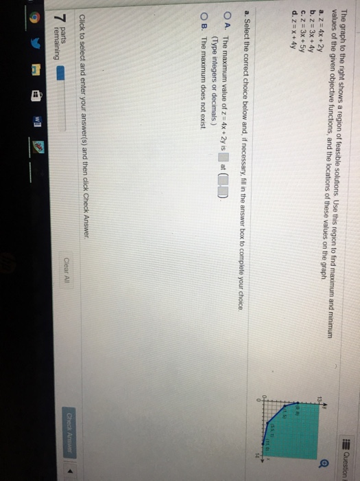Solved The graph to the right shows a region of feasible | Chegg.com