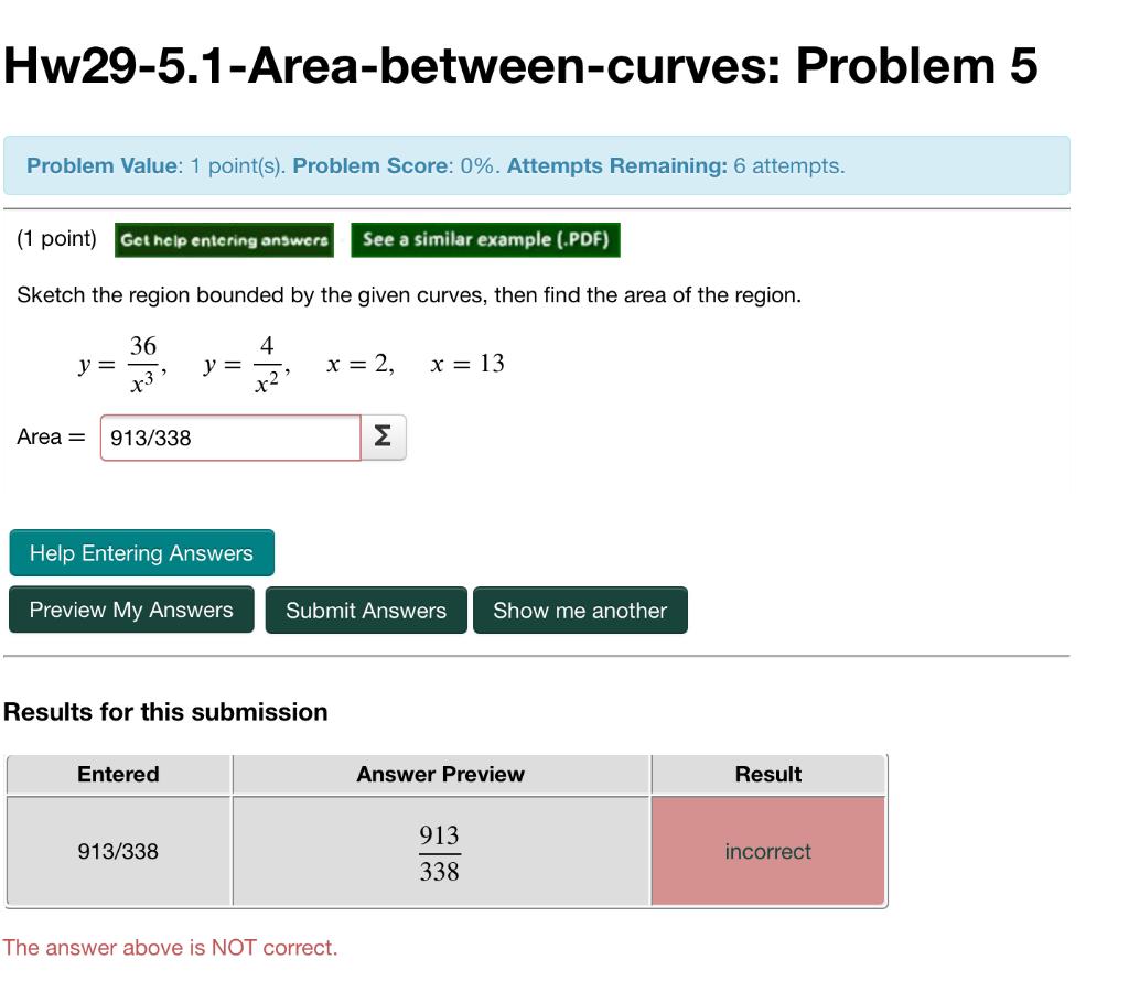 Solved Hw29-5.1-Area-between-curves: Problem 5 Problem | Chegg.com Solved Hw29-5.1-Area-between-curves: Problem 5 Problem | Chegg.com