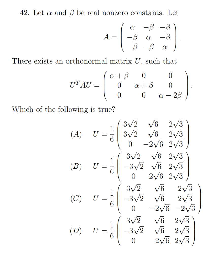 Solved 42. Let α and β be real nonzero constants. Let | Chegg.com