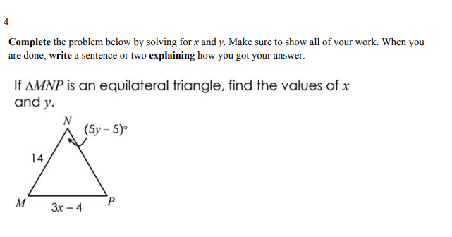 Solved 4. Complete the problem below by solving for x and y. | Chegg.com