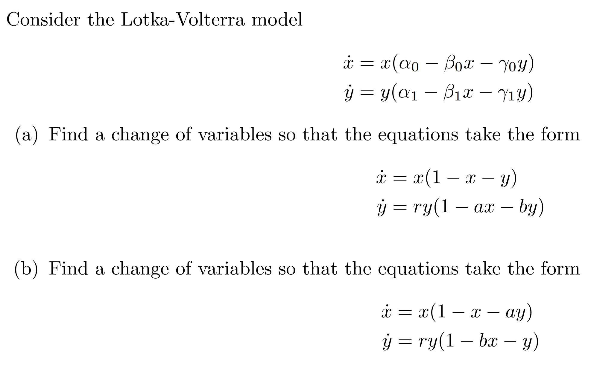 Solved Consider the Lotka-Volterra model | Chegg.com