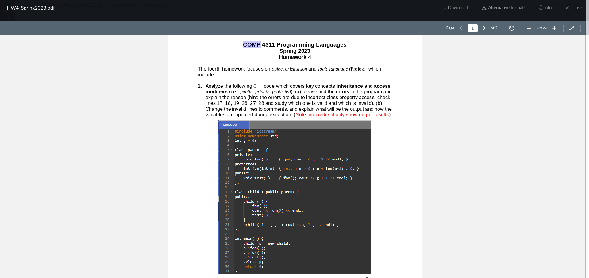 Solved The fourth homework focuses on object orientation and | Chegg.com