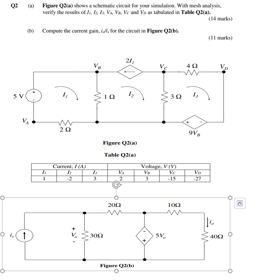 Solved Q2 (a) Figure Q2(a) shows a schematic circuit for | Chegg.com