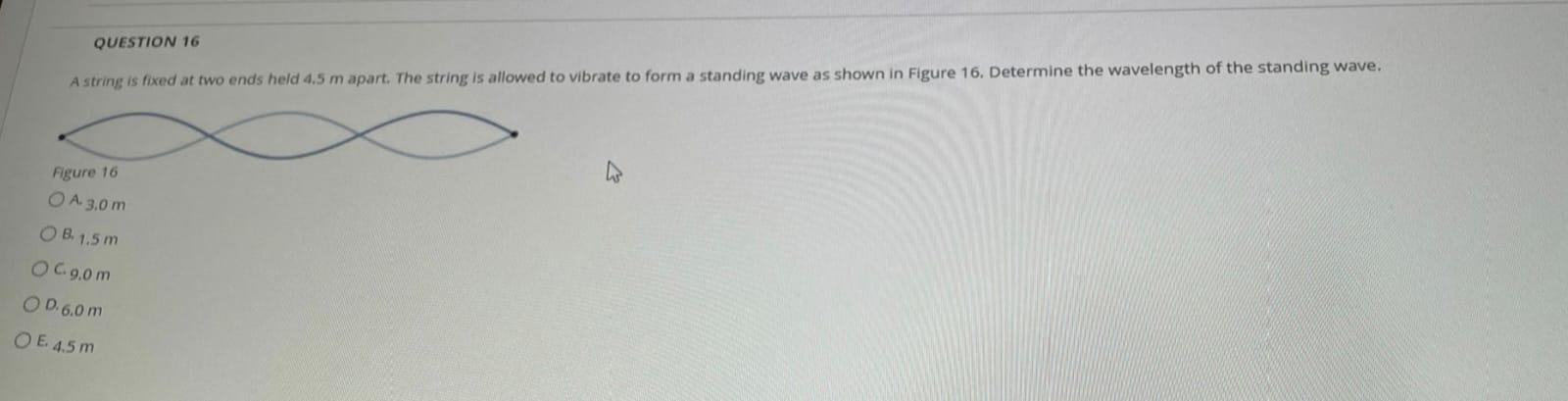 Solved A string is fixed at two ends held 4.5 m apart. The | Chegg.com