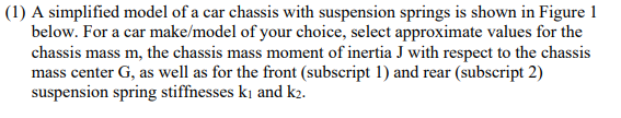 Solved G Jm k Figure 1 (1) A simplified model of a car | Chegg.com