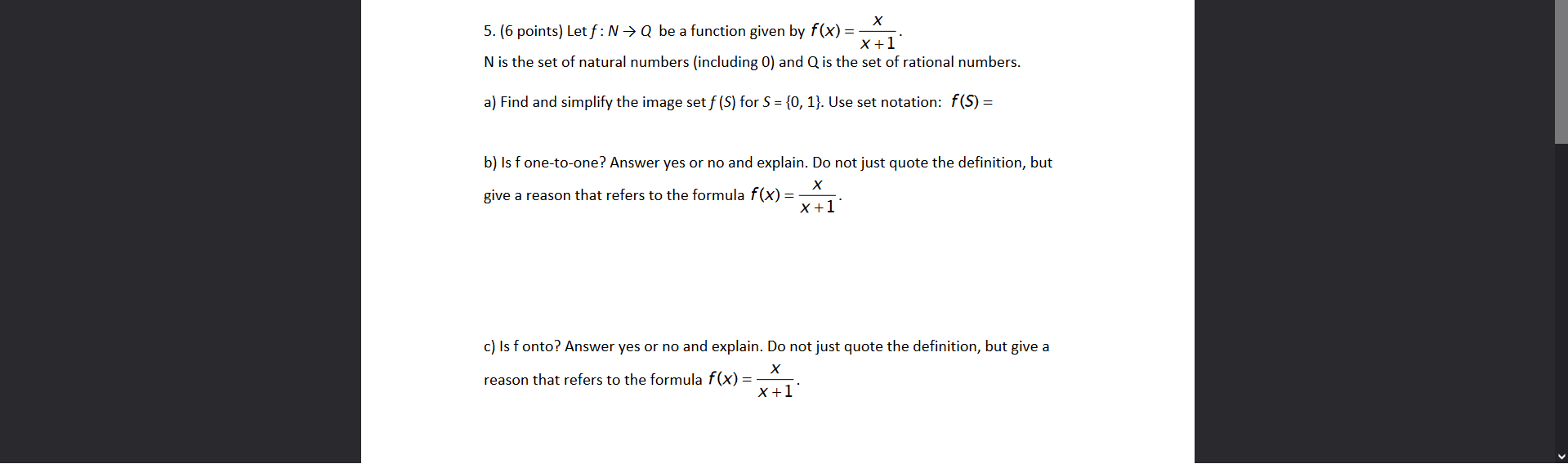 Solved 5. (6 points) Let f:N→Q be a function given by | Chegg.com