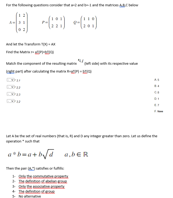 Solved For the following questions consider that a=2 and | Chegg.com