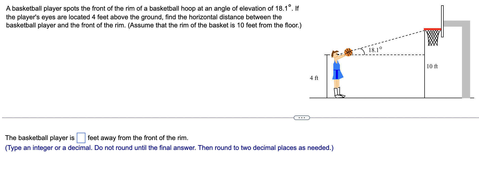 Solved A basketball player spots the front of the rim of a | Chegg.com