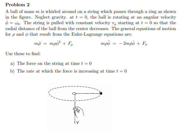 Problem 2 A ball of mass m is whirled around on a | Chegg.com