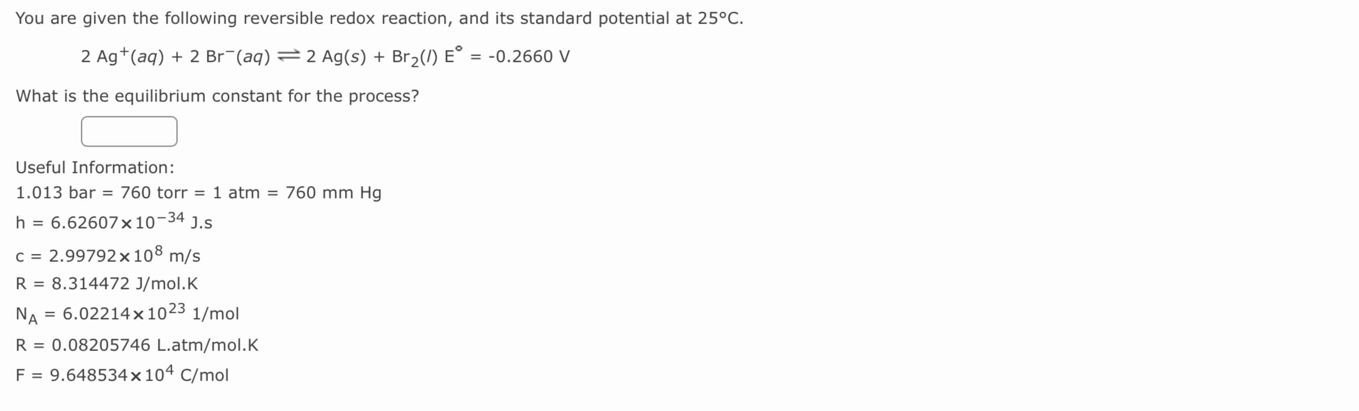 Solved You are given the following reversible redox | Chegg.com