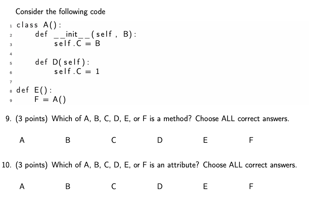 Solved Consider the following code i class A(): def | Chegg.com