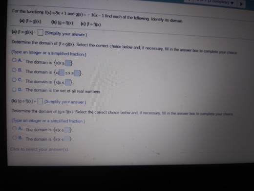 Solved for the functions f(x)=8x+1 and g(x)=-16x-1 find each | Chegg.com