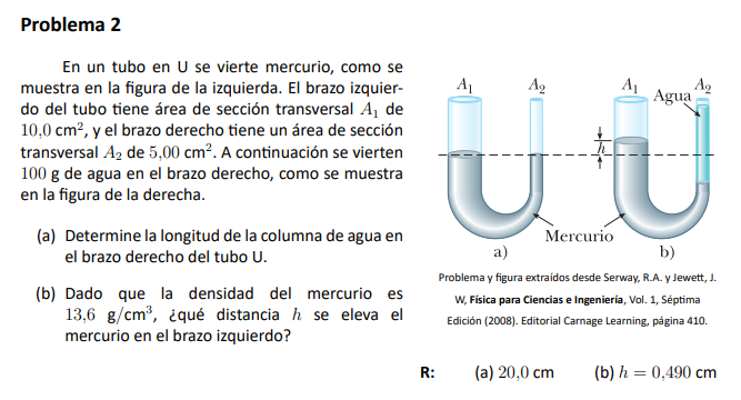En un tubo en U se vierte mercurio, como se muestra | Chegg.com