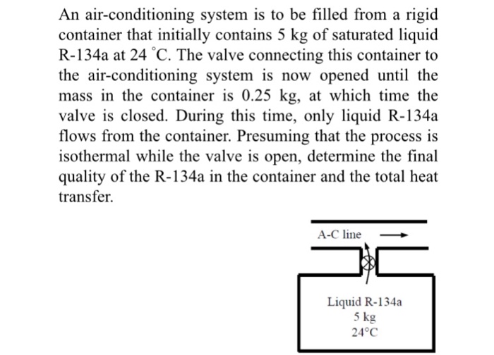 Solved An air-conditioning system is to be filled from a | Chegg.com