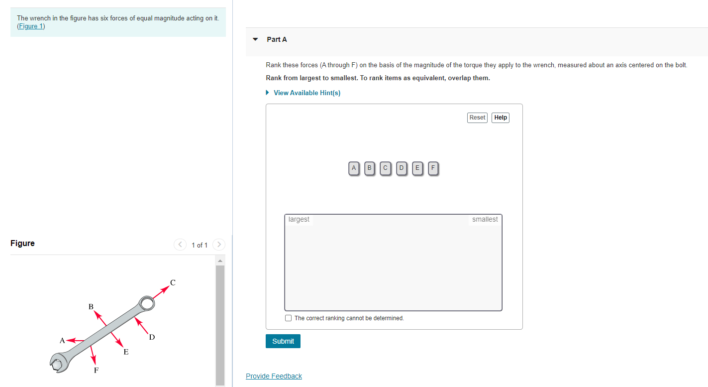 Solved The wrench in the figure has six forces of equal | Chegg.com