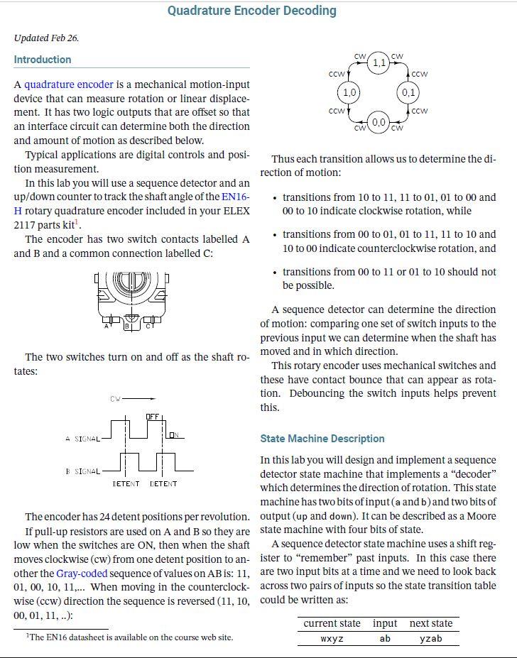 Write Verilog code for module qdecoder (rotary | Chegg.com