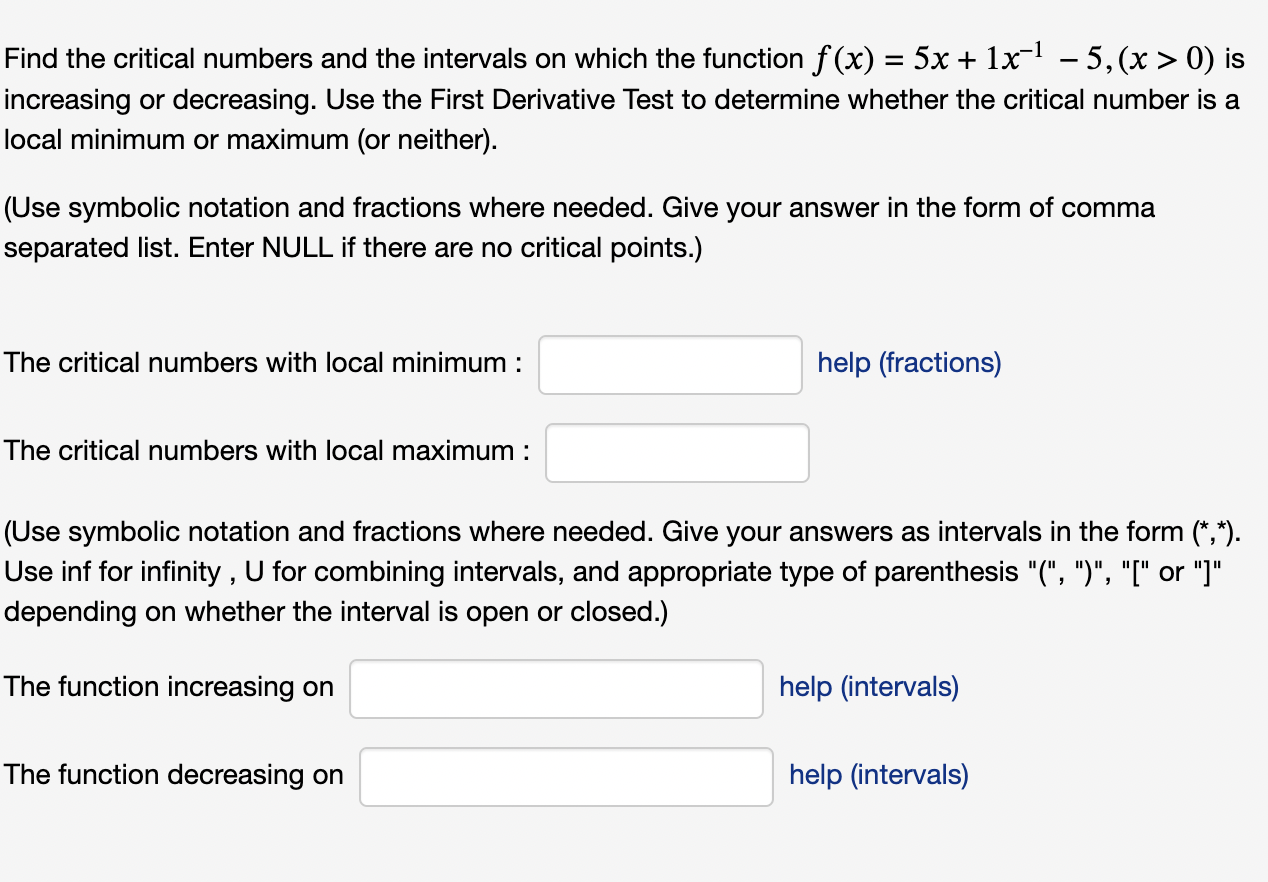 Solved Find The Critical Numbers And The Intervals On Which