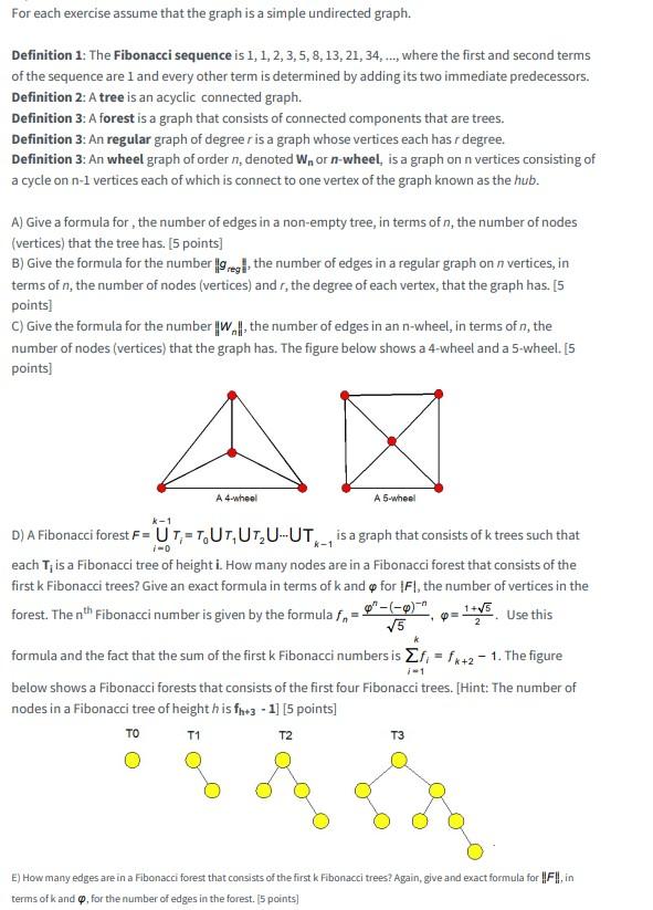 Solved For each exercise assume that the graph is a simple | Chegg.com