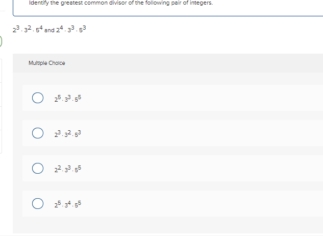 Solved Identify the greatest common divisor of the following | Chegg.com