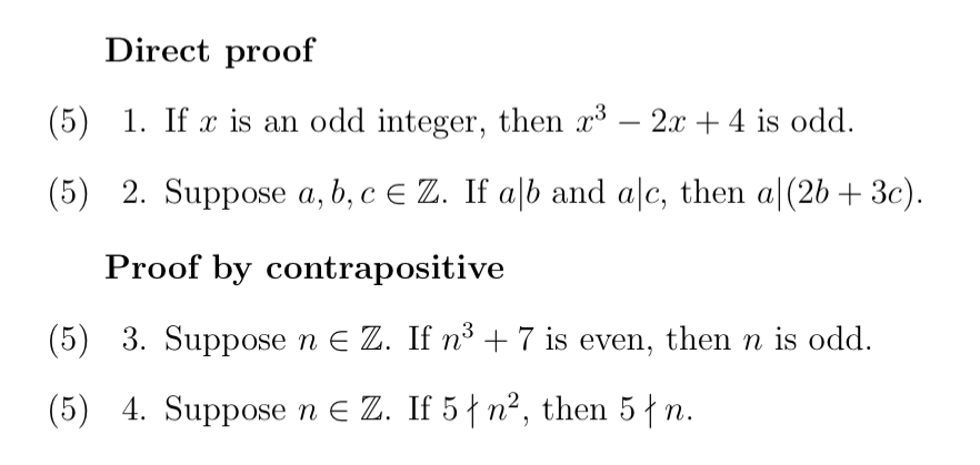 Solved Direct proof (5) 1. If x is an odd integer, then 23 – | Chegg.com