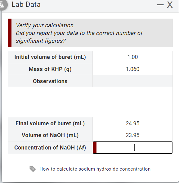 Solved À Lab Data - X Verify your calculation Did you report | Chegg.com