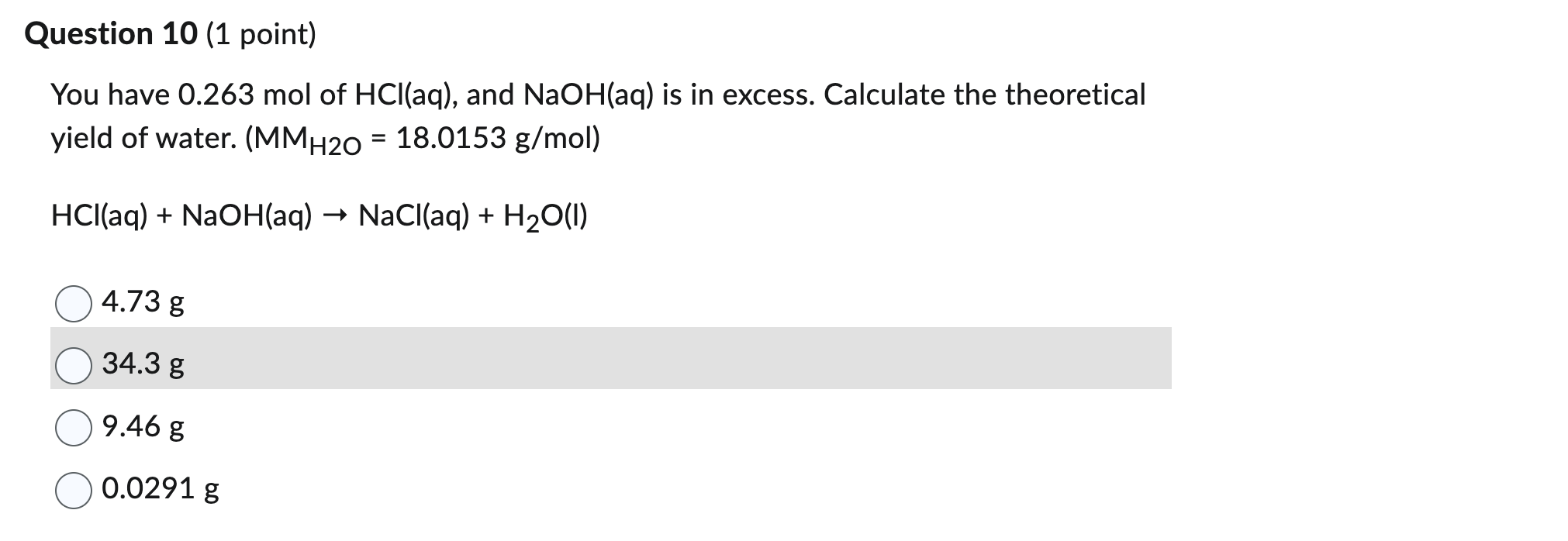 Solved You have 0.263 mol of HCl(aq), and NaOH(aq) is in | Chegg.com