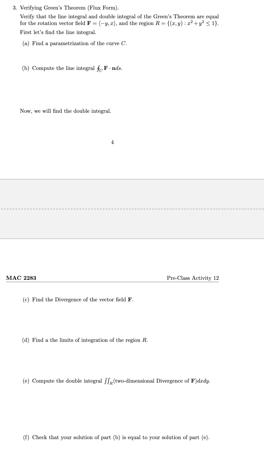 Solved 3. Verifying Green's Theorem (Flux Form). Verify that | Chegg.com