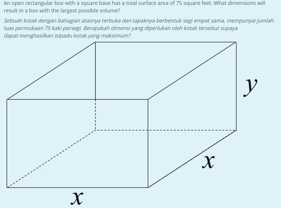 Solved An open rectangular box with a square base has a | Chegg.com