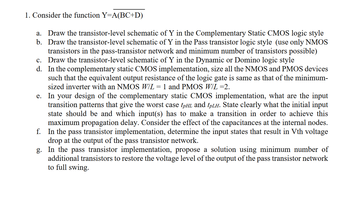 Solved Consider the function Y=A(BC+D) a. Draw the | Chegg.com