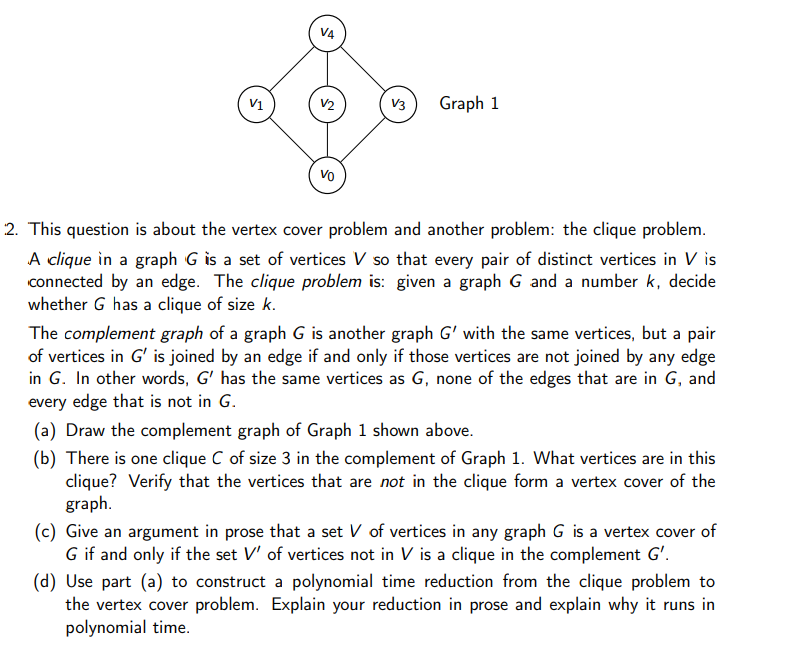 Solved This question is about the vertex cover problem and | Chegg.com