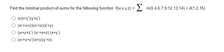 Find the minimal product-of-sums for the following | Chegg.com