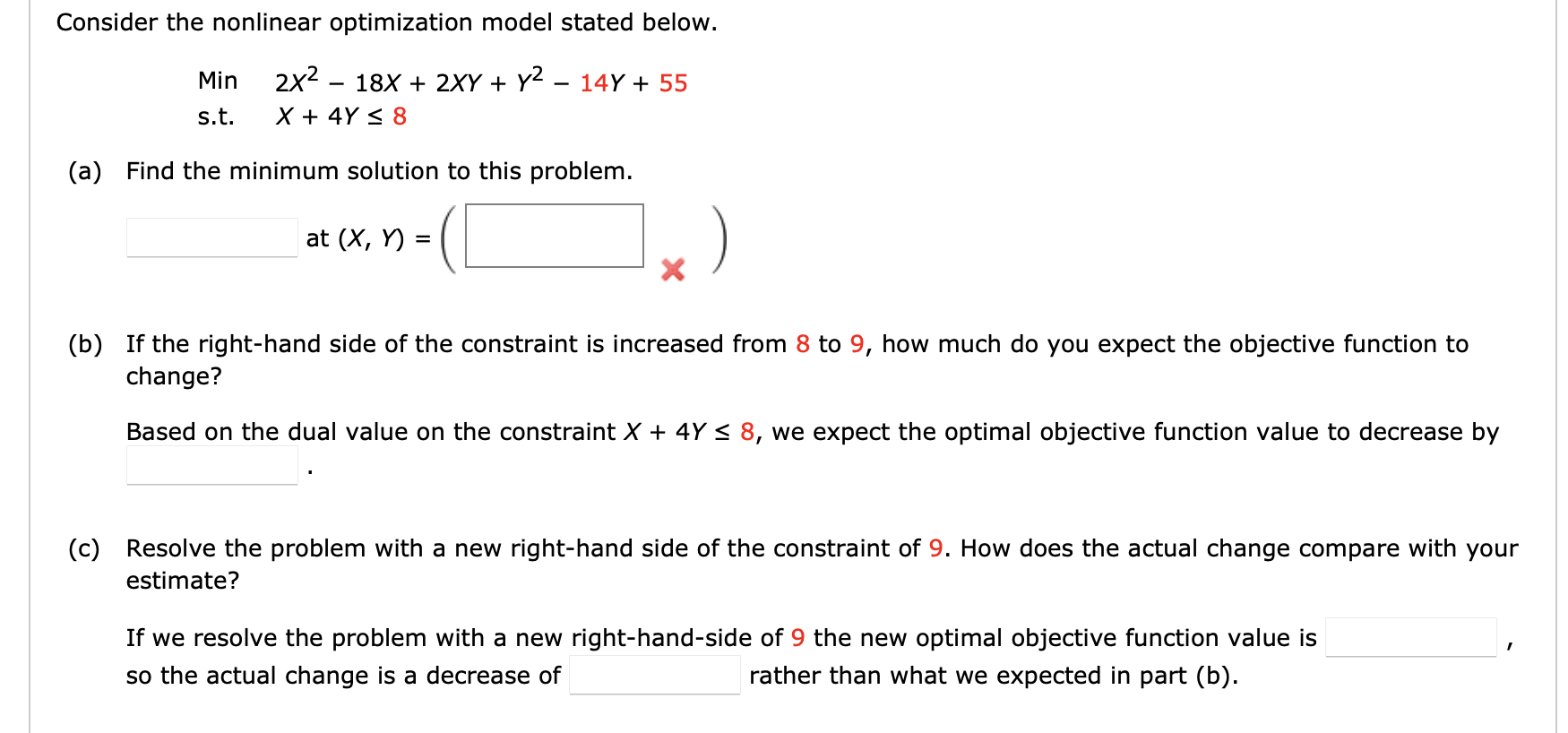 Solved Consider the nonlinear optimization model stated | Chegg.com