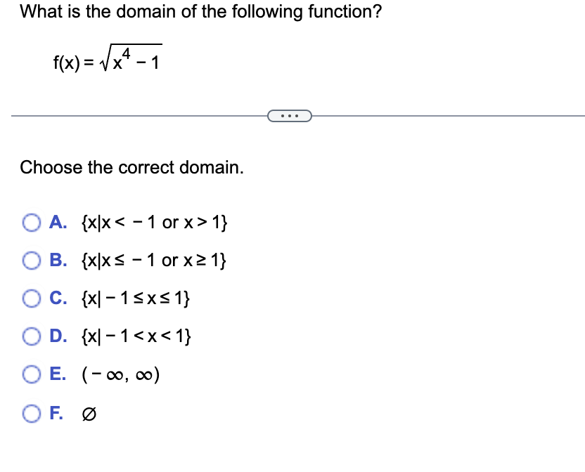 Solved What is the domain of the following function? | Chegg.com
