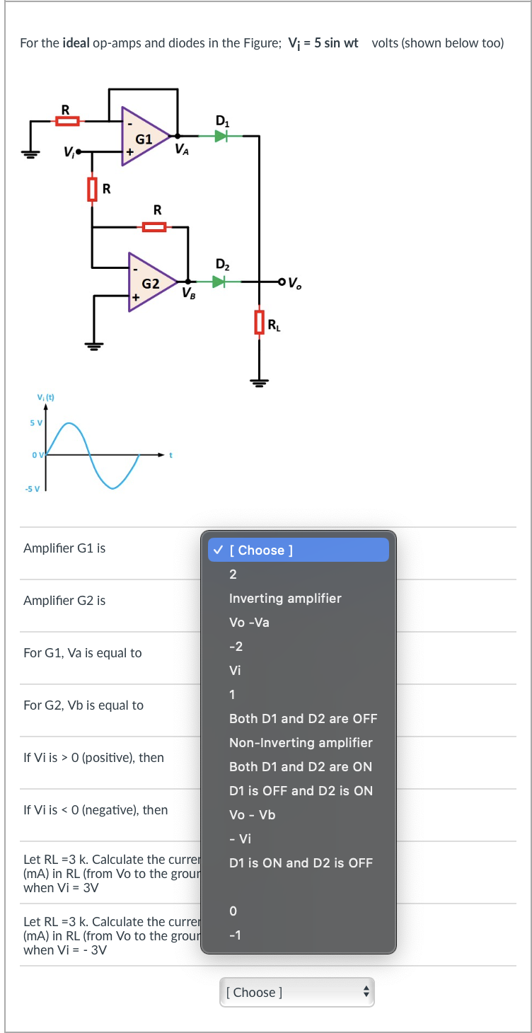 Solved For the ideal op-amps and diodes in the Figure; | Chegg.com